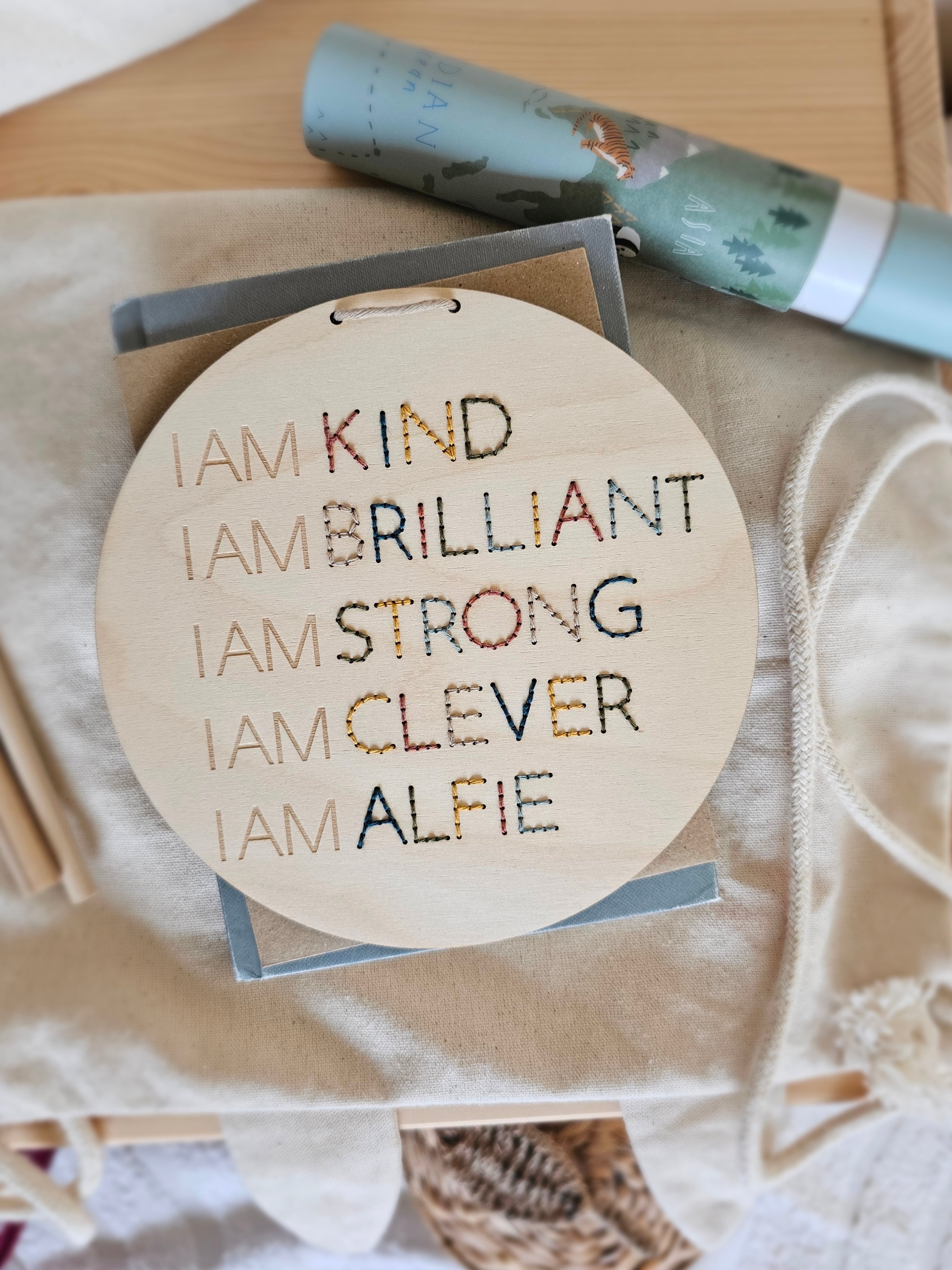 Embroidered Affirmation Banner – Bobo and the mouse