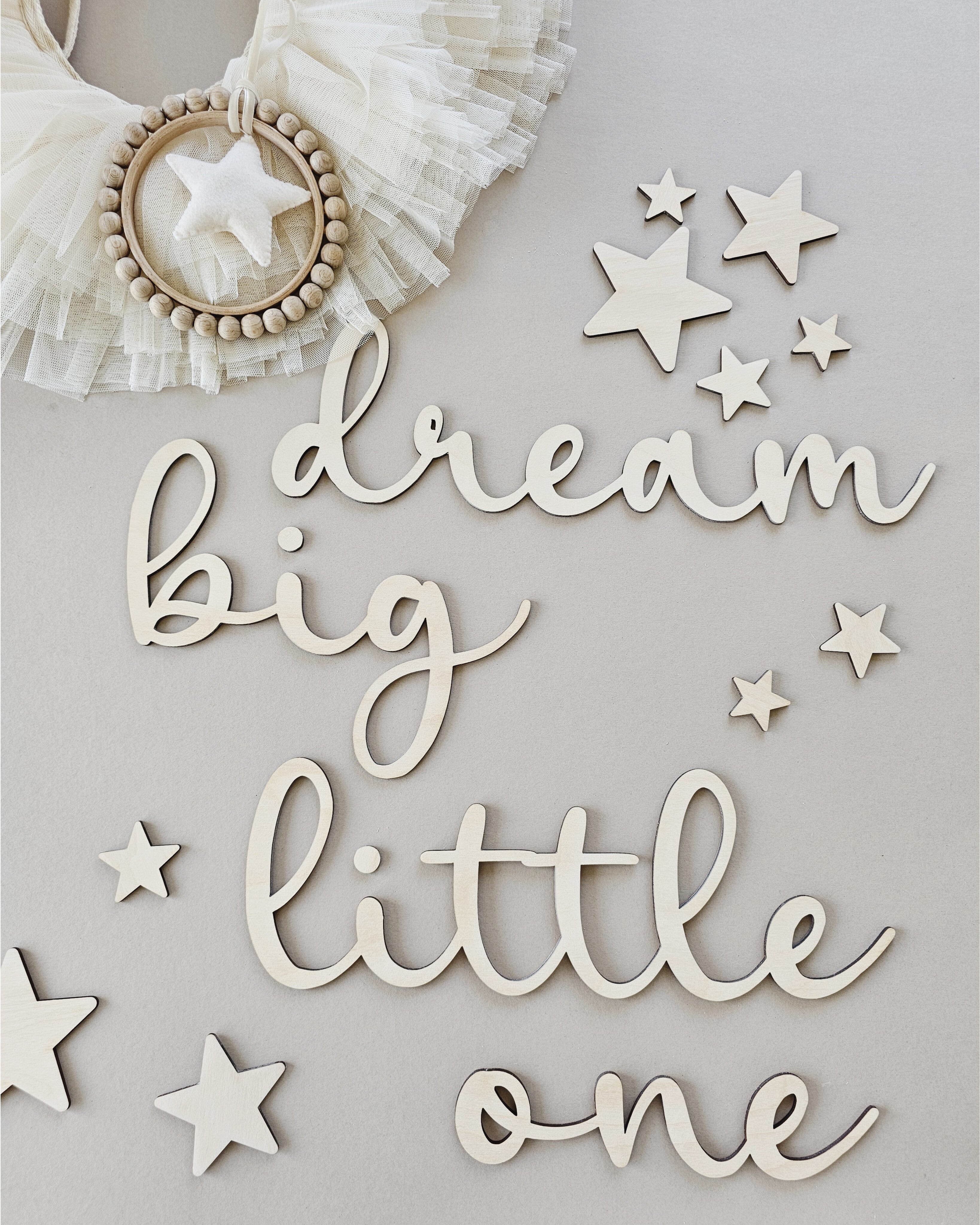 Dream Big Little One Wooden Nursery Wall Sign – Bobo and the mouse