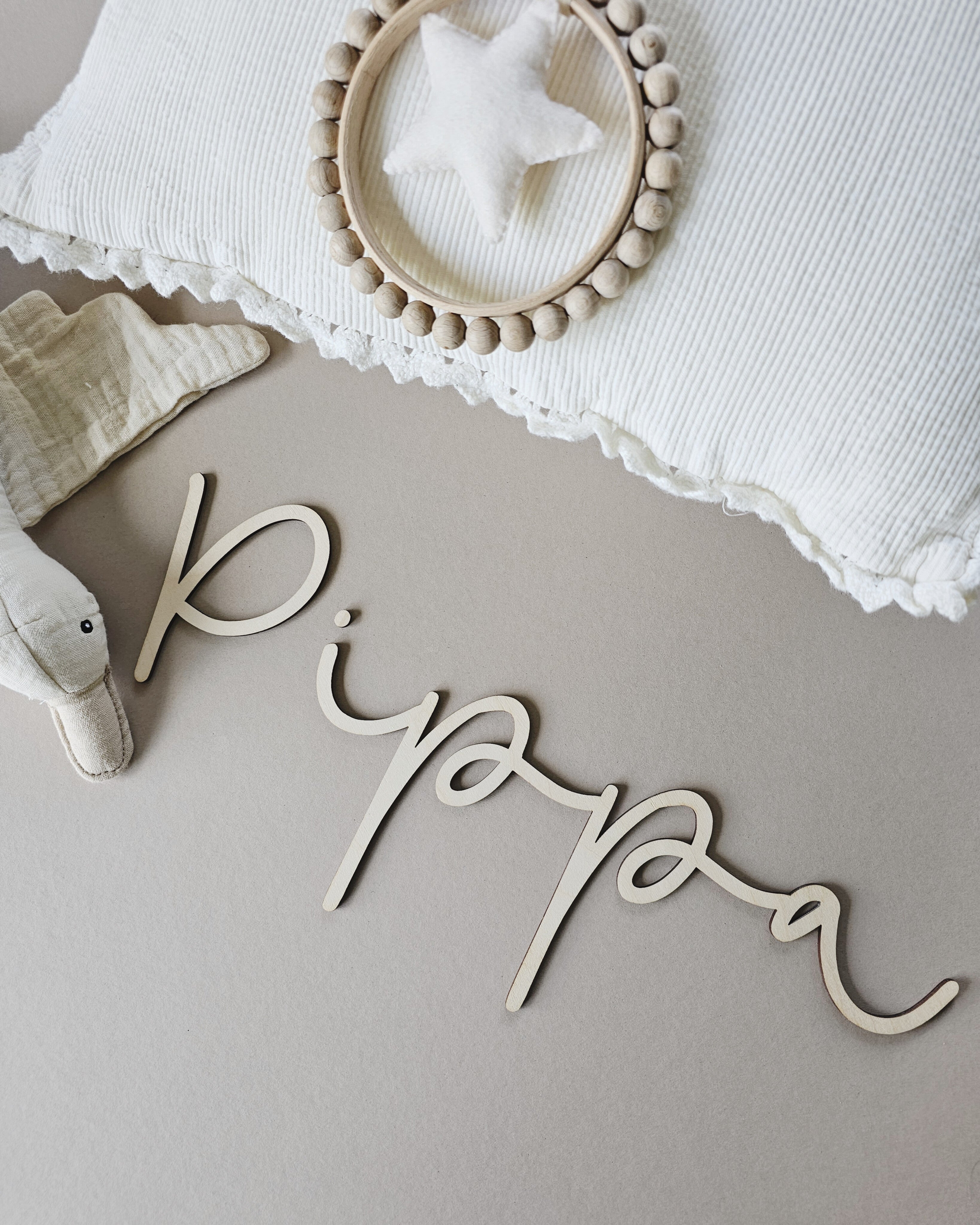 Wooden Name Sign - Slimline Script Font – Bobo and the mouse