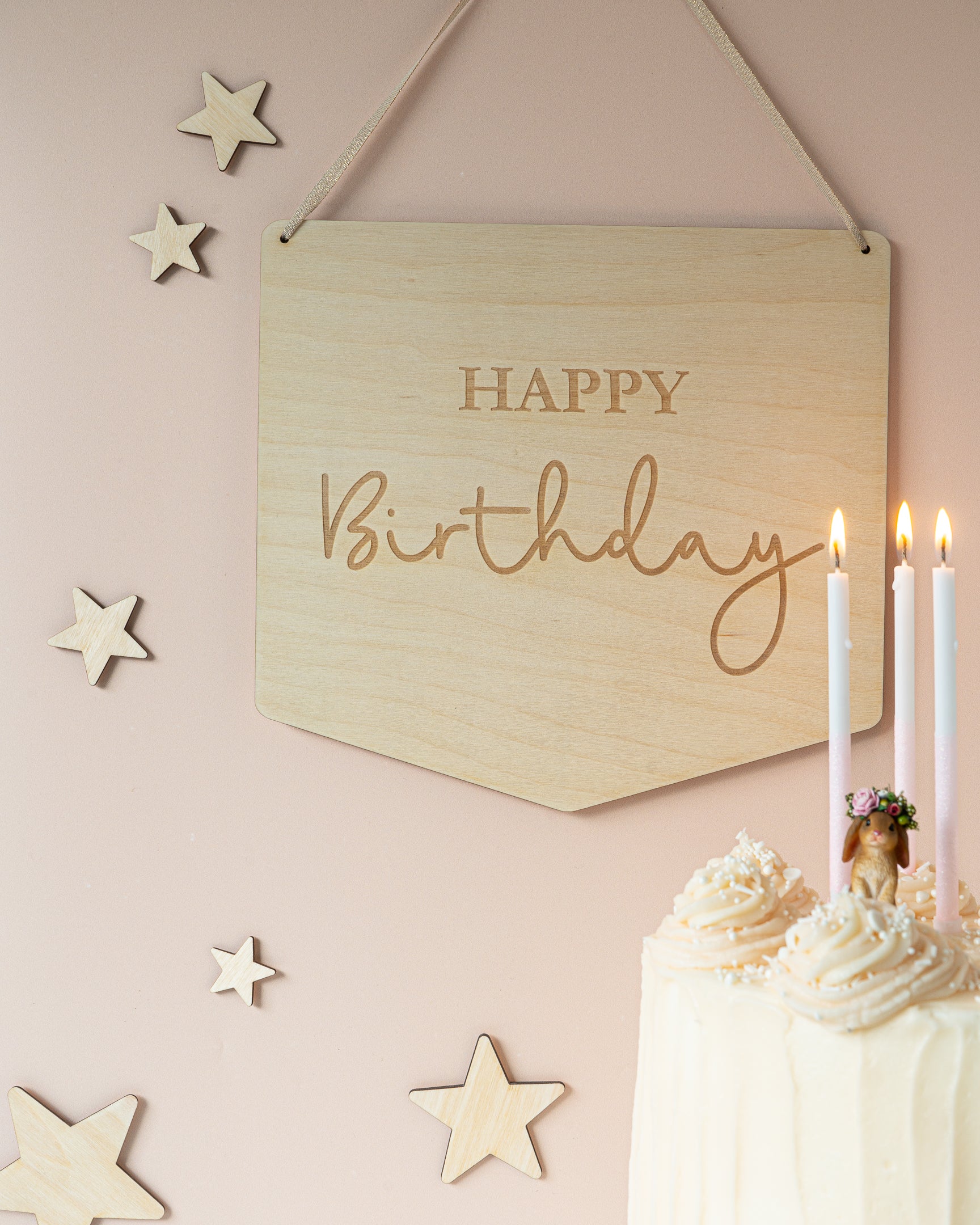 Wooden Happy Birthday Banner – Bobo and the mouse